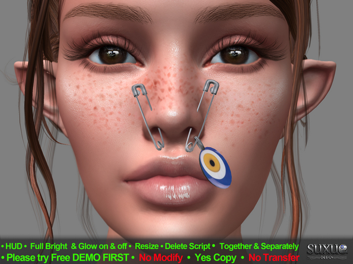 Second Life Marketplace - Piercing Nose Safety Pin Evil Eye